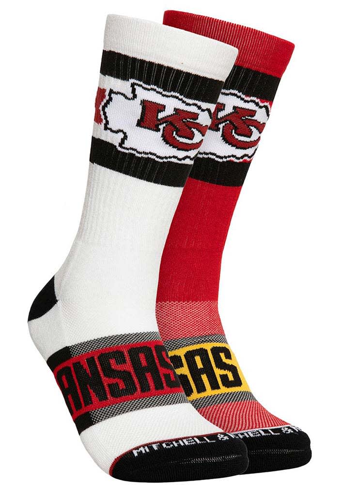 Kansas City Chiefs Mitchell and Ness WHITE Hail Mary Mens Crew Socks ...