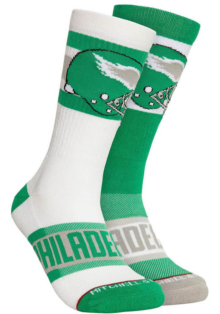 Philadelphia Eagles Mitchell and Ness Hail Mary Mens Crew Socks - WHITE