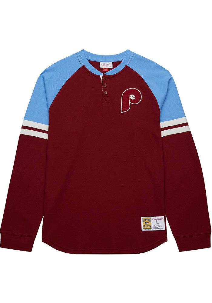 Mitchell and Ness Philadelphia Phillies MAROON Thermal Long Sleeve ...