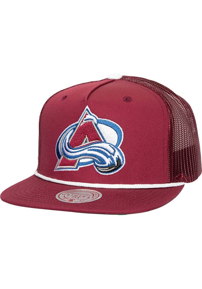 Colorado Avalanche Mitchell and Ness MAROON Roper Trucker Snapback Hat ...