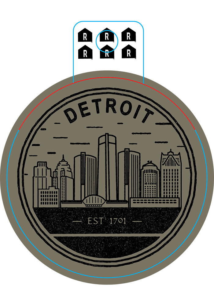 Detroit Souvenir | Detroit Stickers BLACK Circle Skyline - 5700499