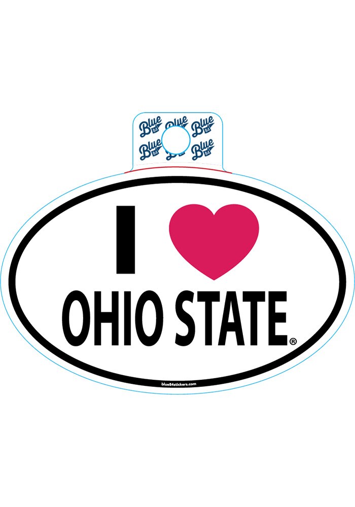 Ohio State Buckeyes Red I Love Ohio State Oval Stickers - 5700647