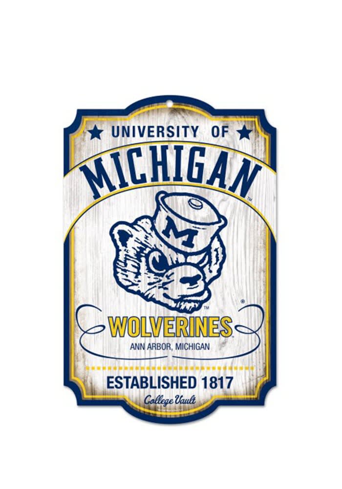 Michigan Wolverines WHITE 11x17 Vault Sign - 57100175