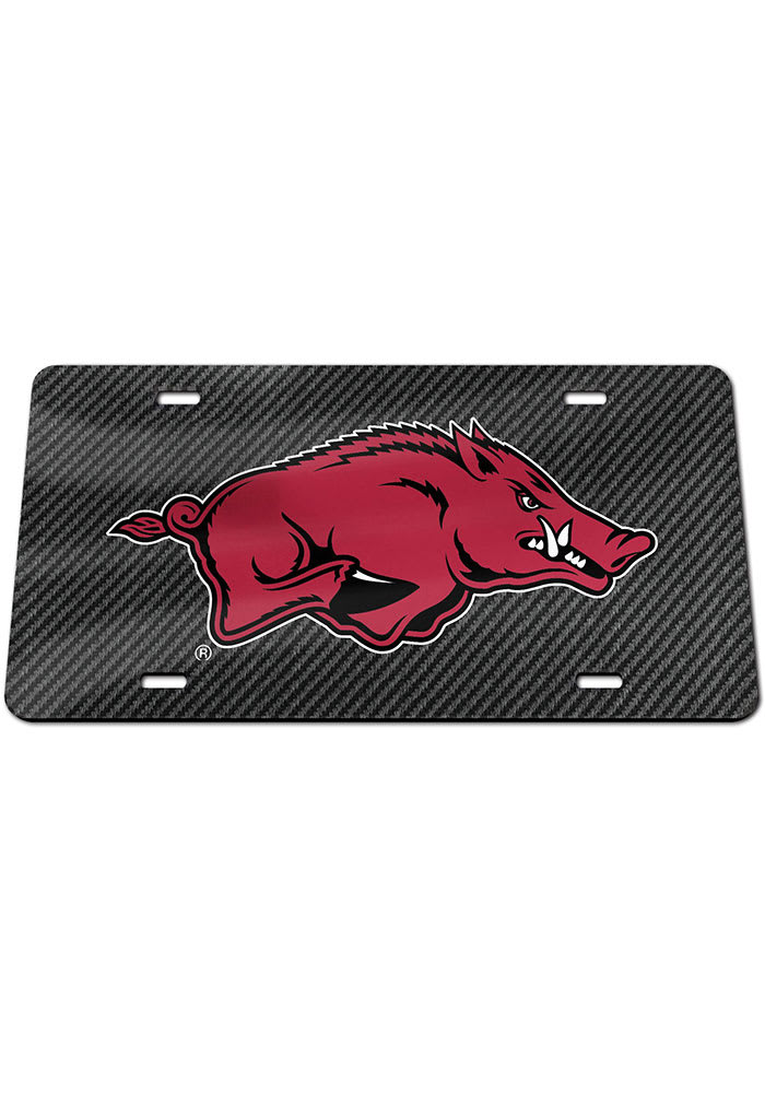 Arkansas Razorbacks License Plate- Arkansas Razorbacks RED Carbon Fiber ...
