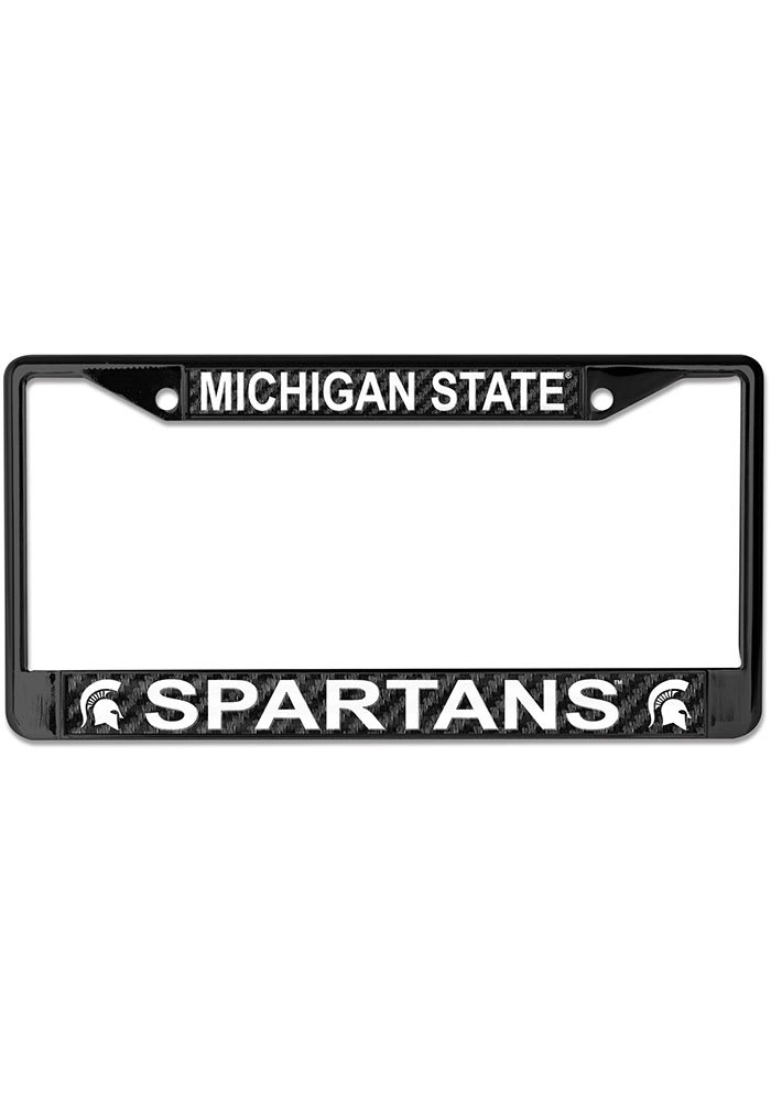 BLACK Michigan State Spartans Carbon Fiber License Plate Frame - 57102138
