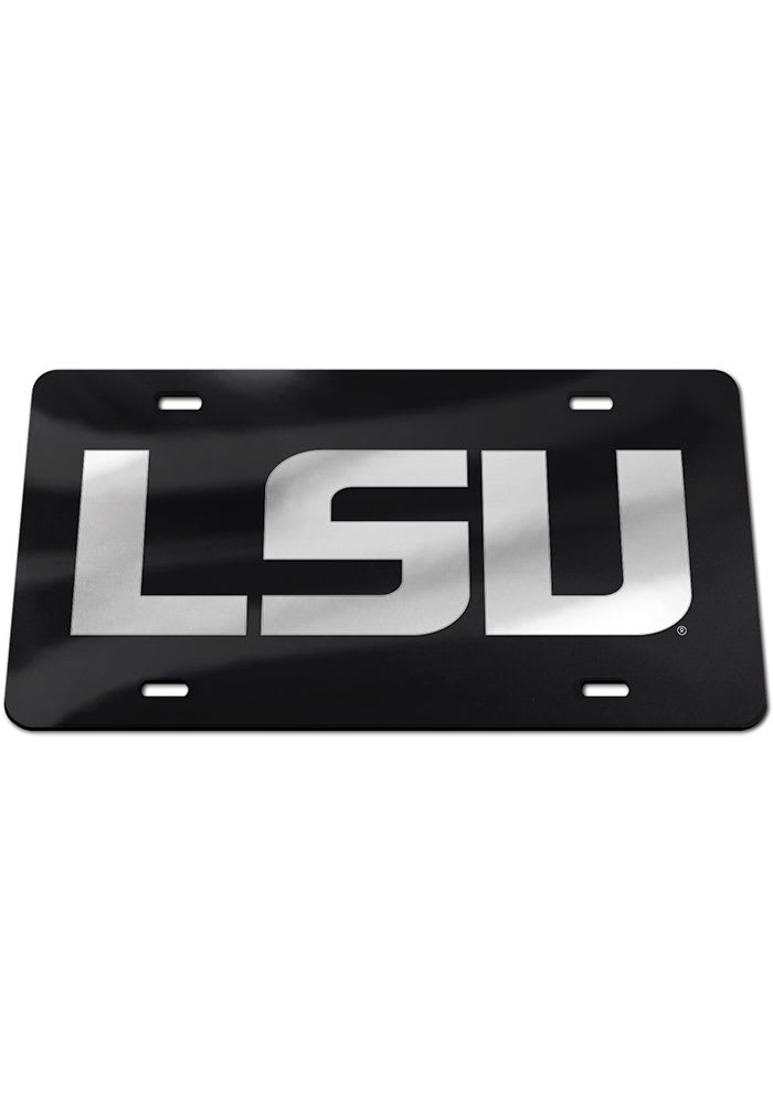 LSU Tigers License Plate- LSU Tigers BLACK Silver Team Logo Black ...