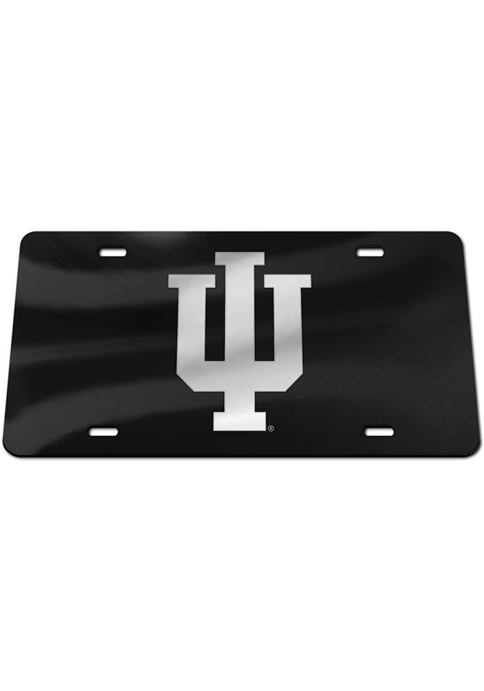 BLACK Indiana Hoosiers Silver Team Logo Black License Plate - 57102262