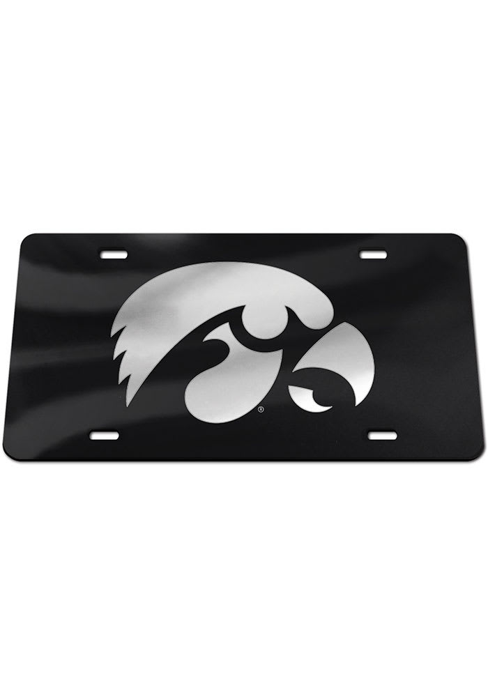 Iowa Hawkeyes License Plate- Iowa Hawkeyes BLACK Silver Team Logo Black ...