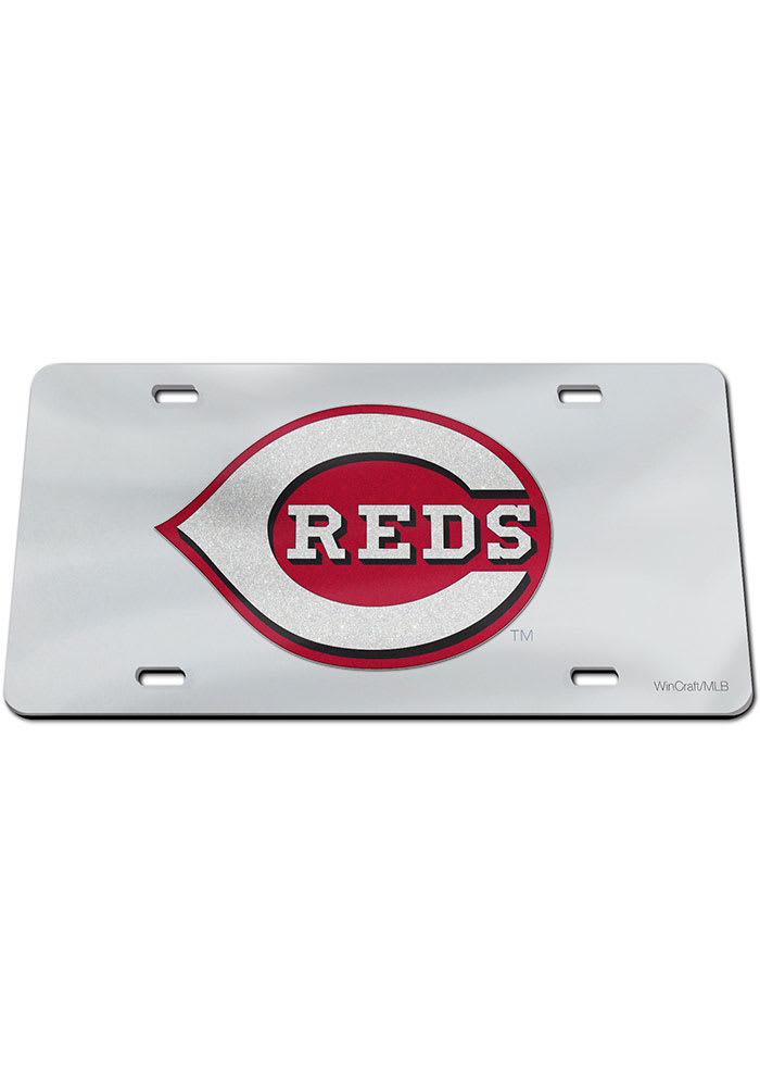 Cincinnati Reds License Plate- Cincinnati Reds SILVER Glitter Logo ...