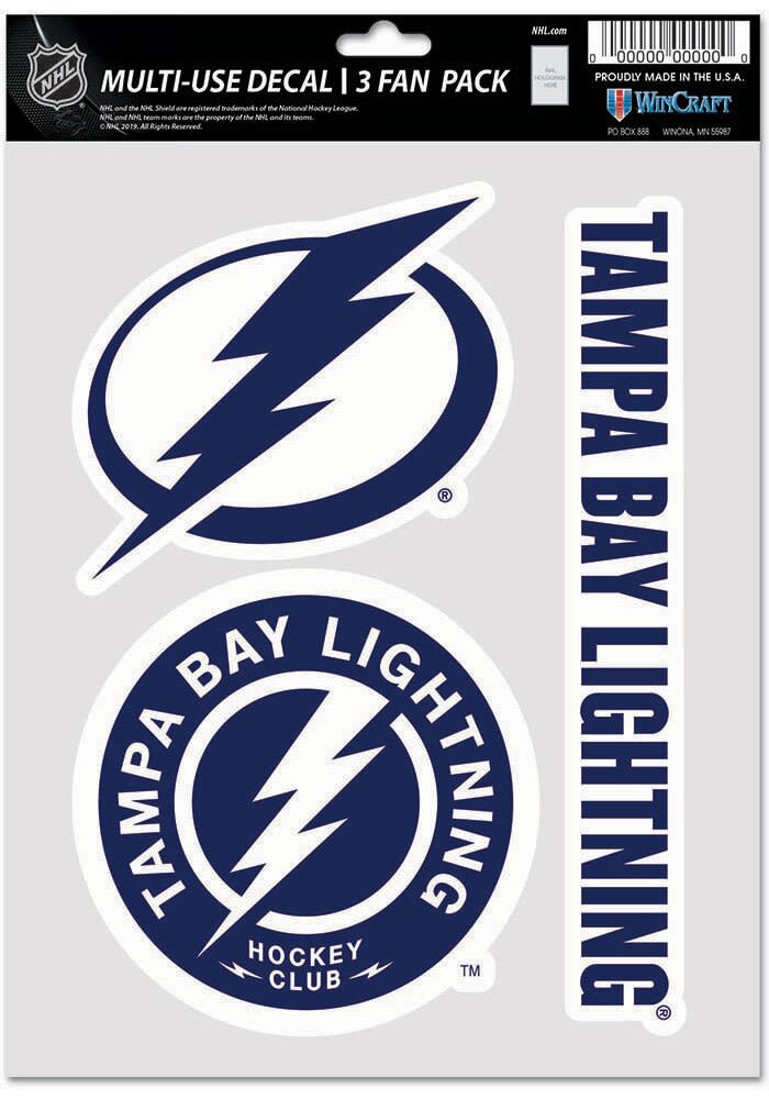Tampa Bay Lightning BLUE Triple Pack Auto Decal - 57103034
