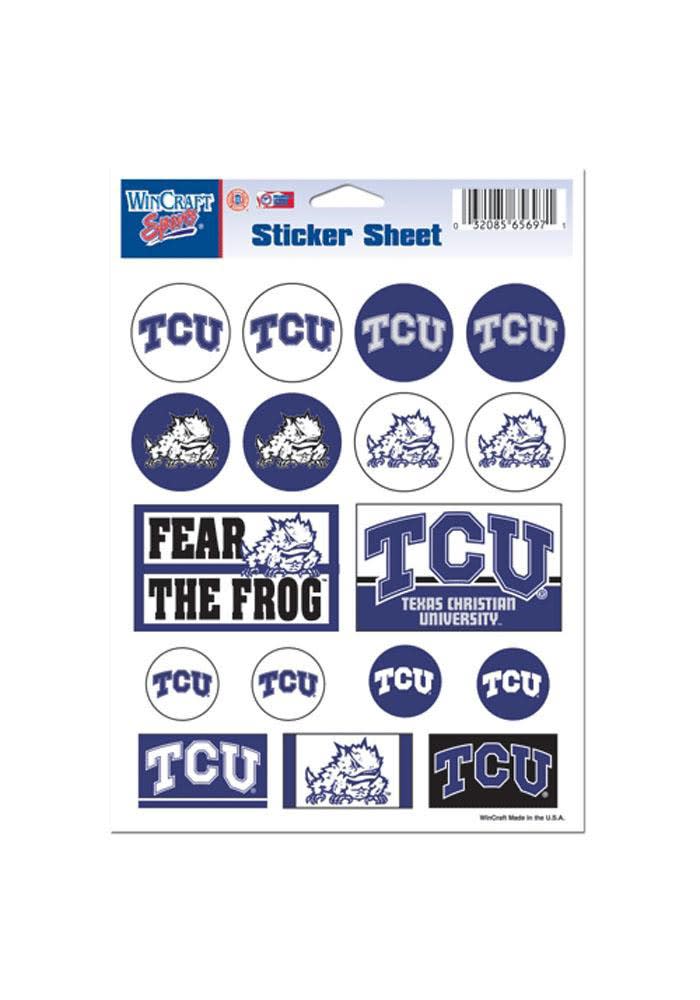 TCU Horned Frogs Souvenir | TCU Horned Frogs Stickers PURPLE 5x7 Sheet ...