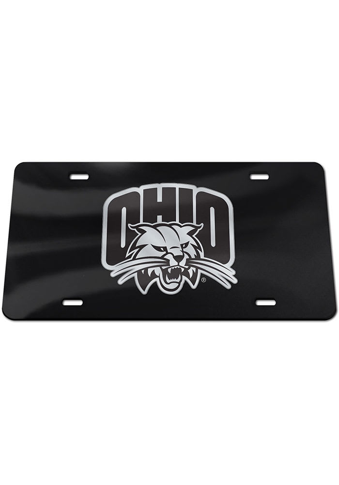 Ohio Bobcats License Plate- Ohio Bobcats BLACK Silver Logo Black ...