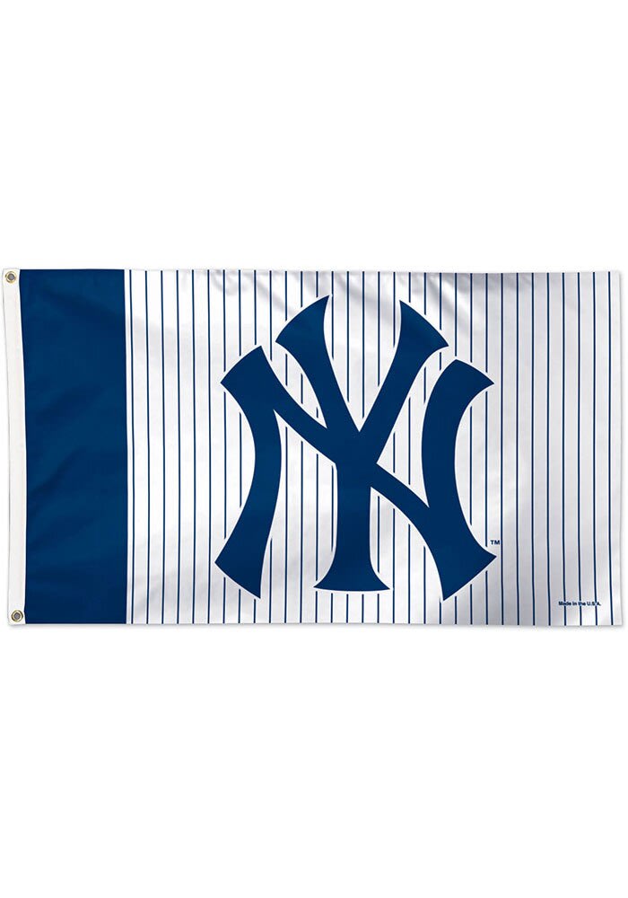 New York Yankees 3x5 Pinstripe BLUE Silk Screen Grommet Flag - 57104377
