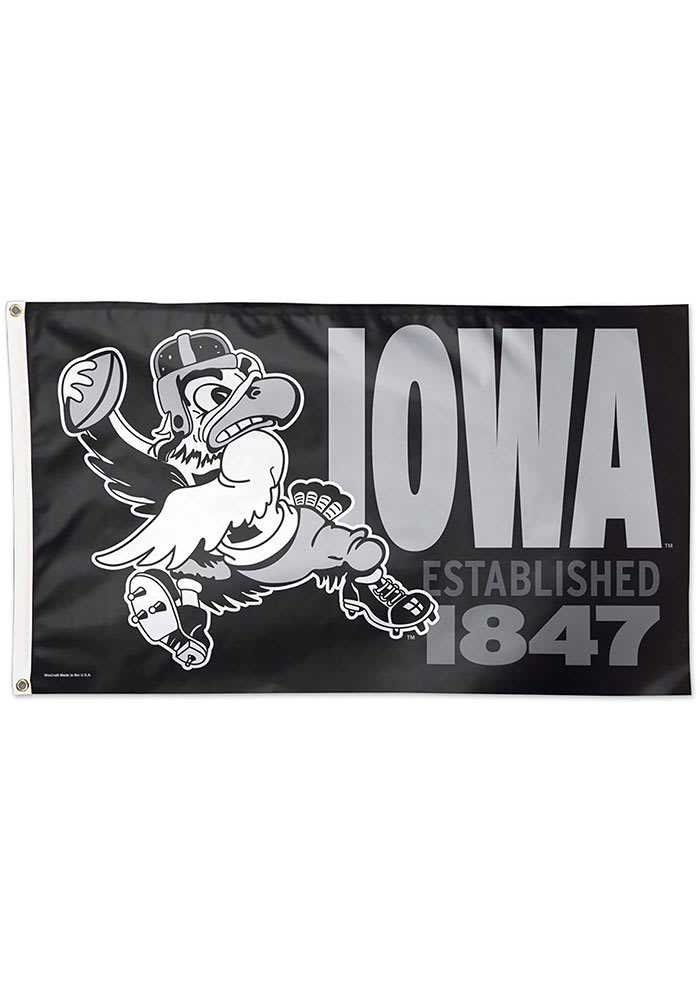Iowa Hawkeyes 3x5 Established BLACK Silk Screen Grommet Flag