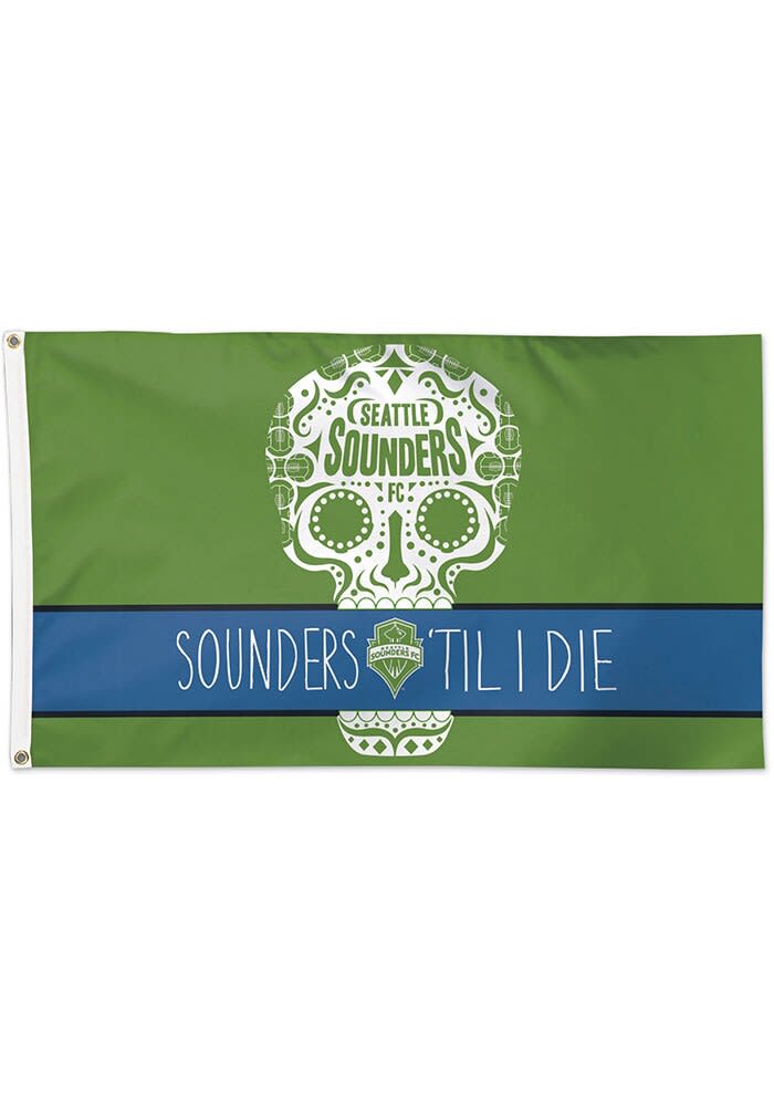 Seattle Sounders FC 3x5 Skull BLUE Silk Screen Grommet Flag