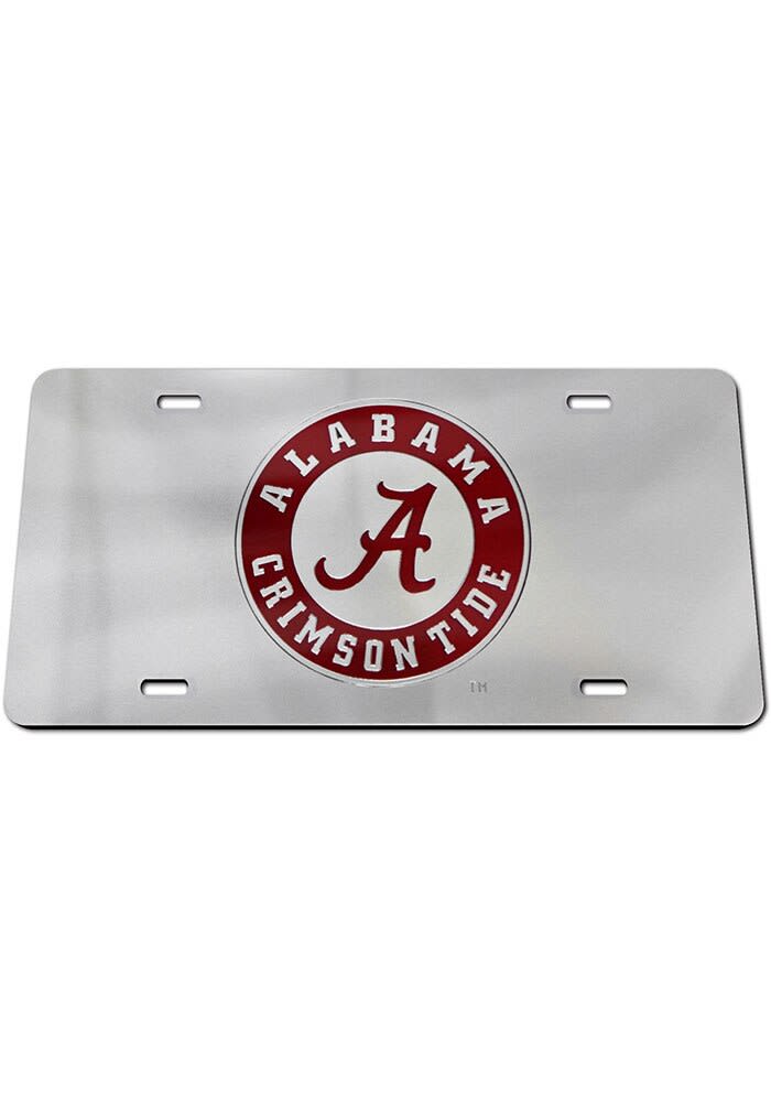 Alabama Crimson Tide License Plate- Alabama Crimson Tide SILVER Circle ...