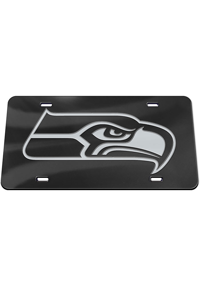 Seattle Seahawks License Plate- Seattle Seahawks Logo License Tag - BLACK