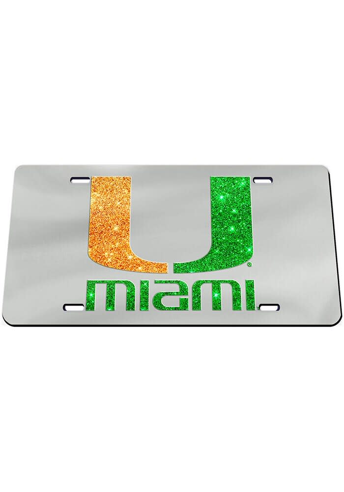 Miami Hurricanes License Plate- Miami Hurricanes Glitter License Tag ...