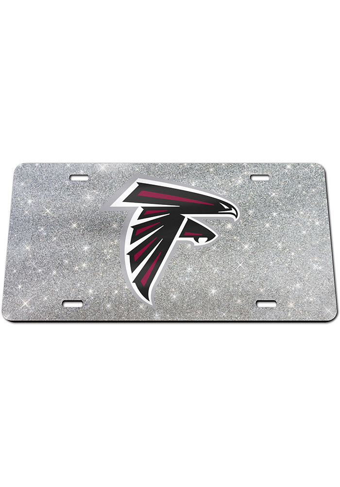 Atlanta Falcons License Plate- Atlanta Falcons SILVER Glitter Logo ...