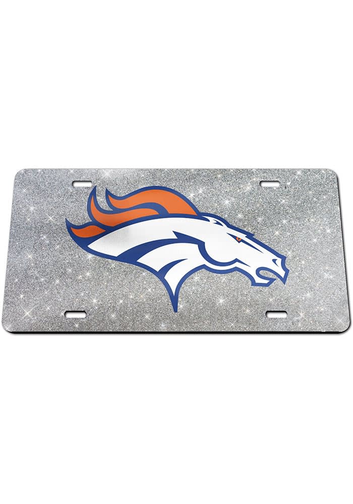 Denver Broncos License Plate- Denver Broncos SILVER Glitter Logo ...