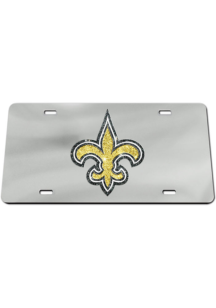 New Orleans Saints License Plate- New Orleans Saints SILVER Glitter ...