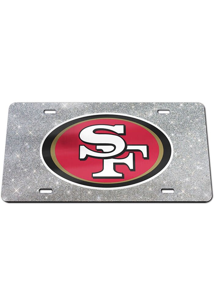San Francisco 49ers License Plate- San Francisco 49ers SILVER Glitter ...