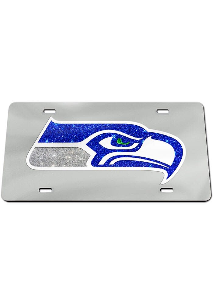 Seattle Seahawks License Plate- Seattle Seahawks SILVER Glitter Logo ...