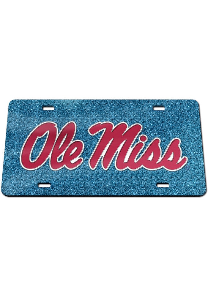 Ole Miss Rebels License Plate- Ole Miss Rebels BLUE Glitter Logo ...