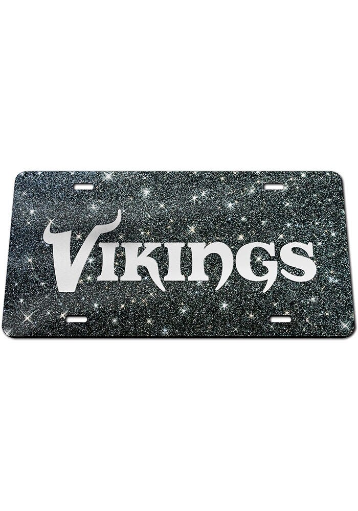 Minnesota Vikings License Plate- Minnesota Vikings BLACK Glitter ...