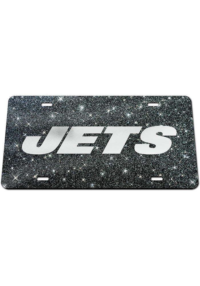 New York Jets License Plate- New York Jets BLACK Glitter Decorative ...