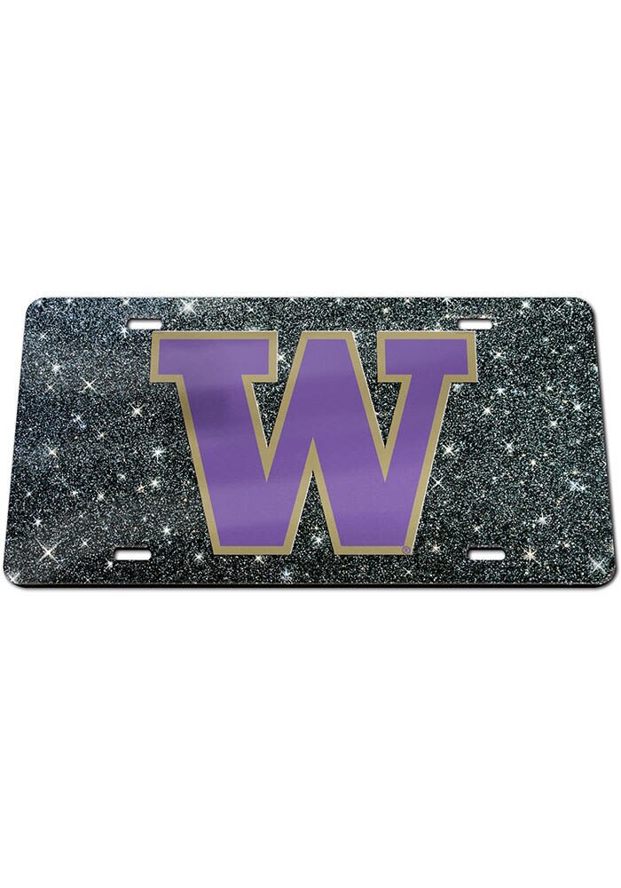 Washington Huskies License Plate- Washington Huskies BLACK Glitter ...
