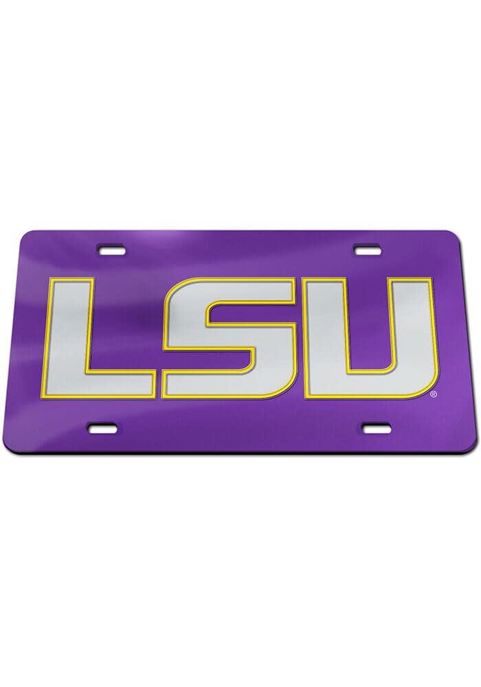 LSU Tigers License Plate- LSU Tigers PURPLE Inlaid Silver Logo ...