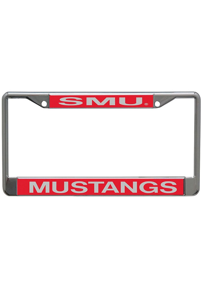 SMU Mustangs License Plate Frame - SMU Mustangs Red Team Name Inlaid ...