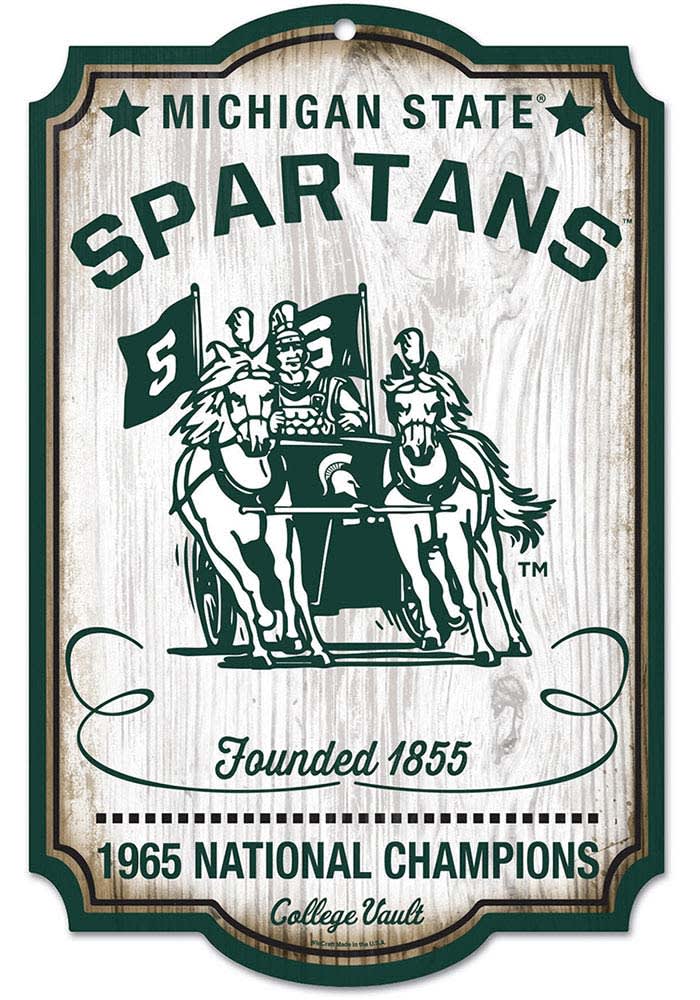 Michigan State Spartans GREEN retro Sign - 57107326