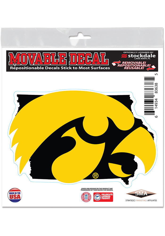 Iowa Hawkeyes GOLD State Shape Team Color Auto Decal - 57107678