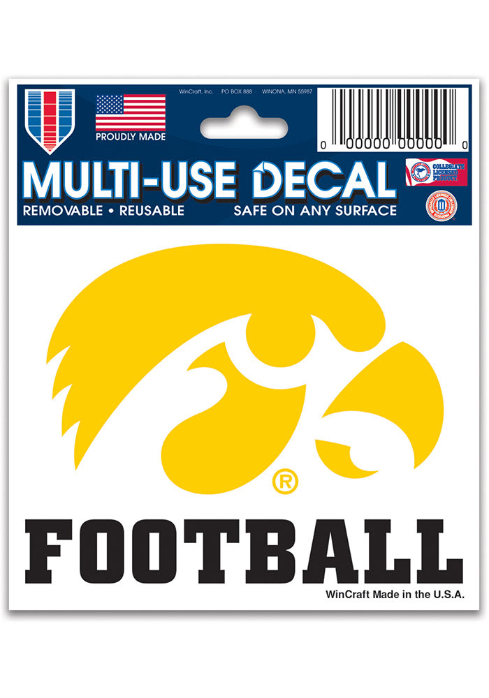 GOLD Iowa Hawkeyes 3x4 Football Ultra Decal - 57107685
