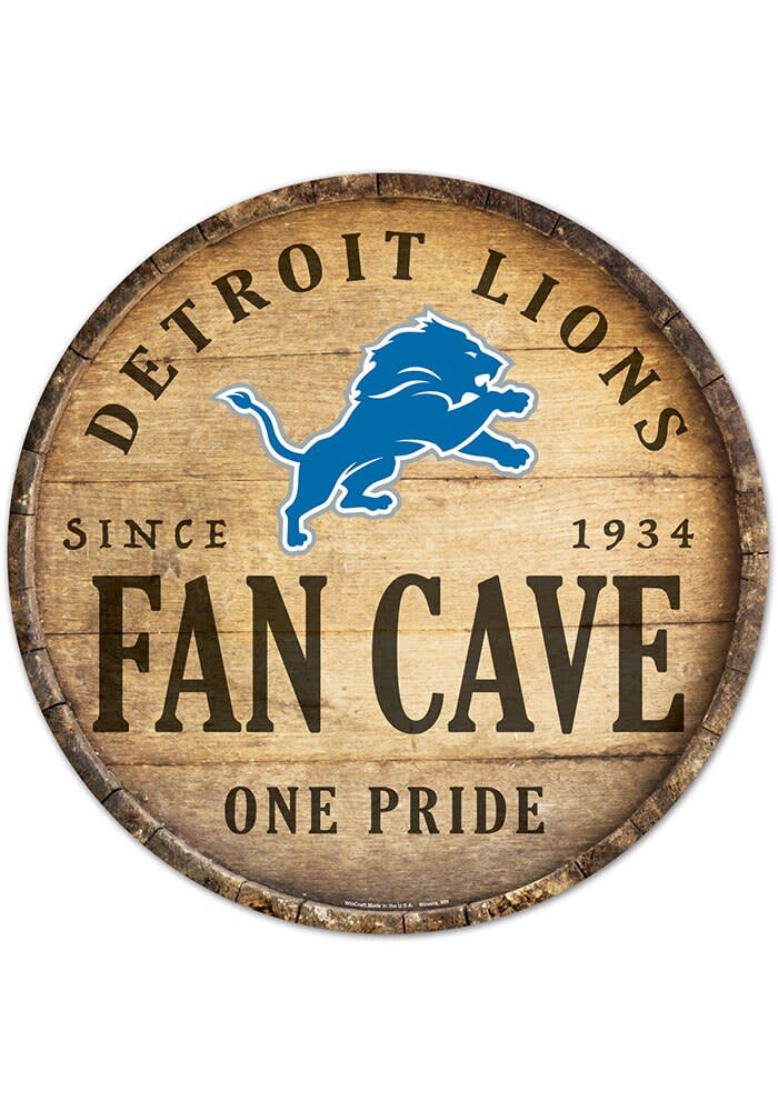 Detroit Lions BLUE round fan cave Sign - 57108233