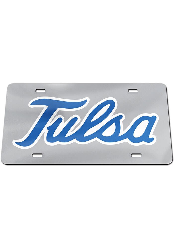 BLUE Tulsa Golden Hurricane Color Logo Silver Background License Plate ...