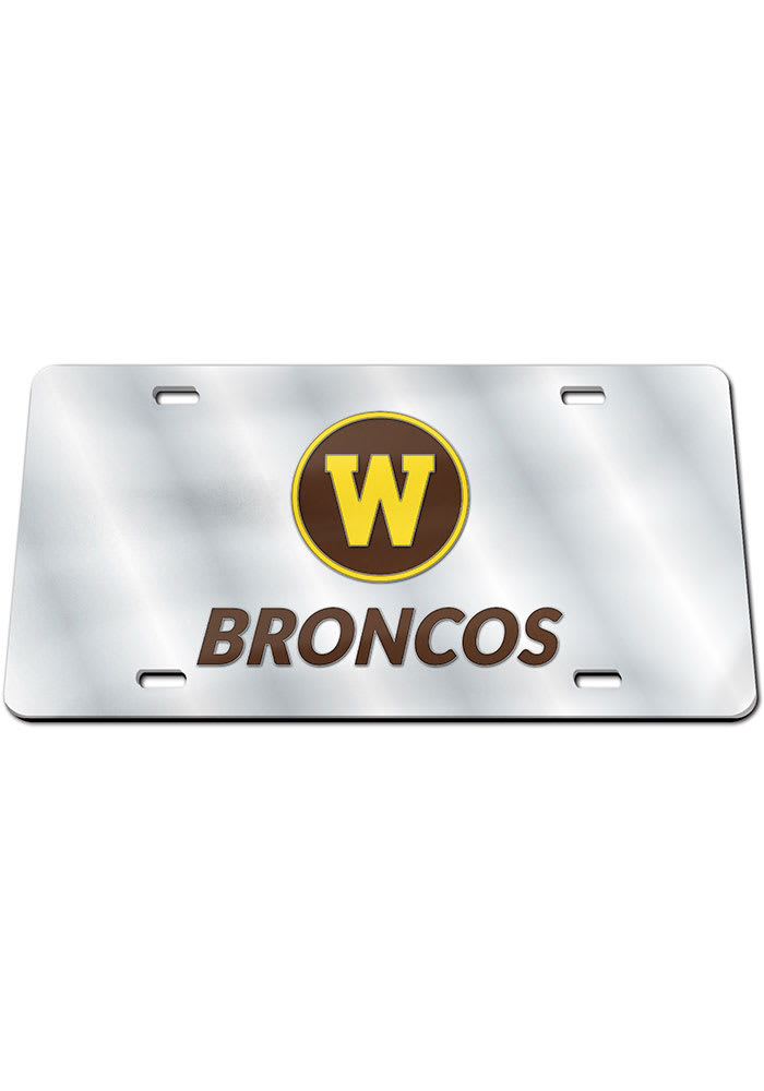 SILVER Western Michigan Broncos Team Logo Silver License Plate - 57108674