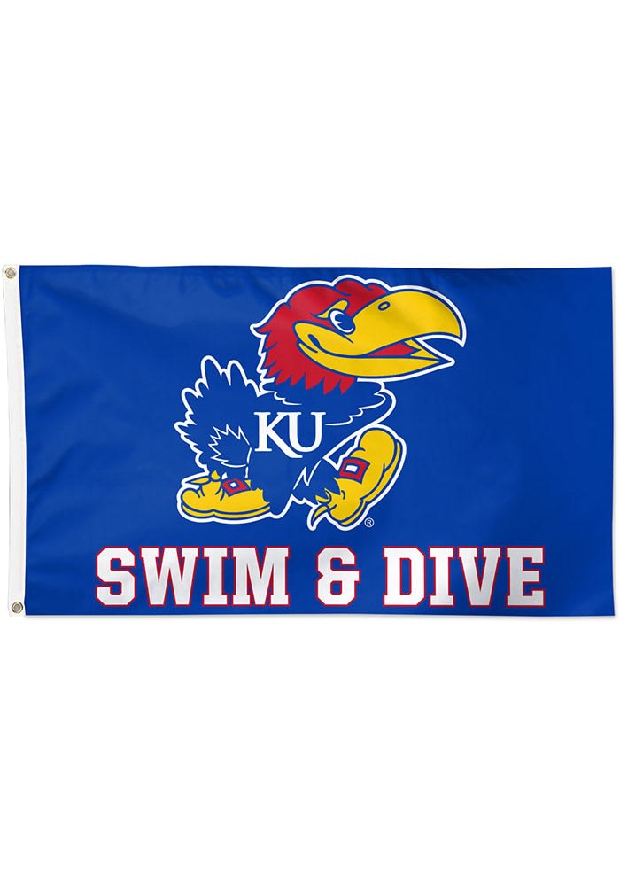 Kansas Jayhawks Swim/Dive BLUE Silk Screen Grommet Flag - 57108820