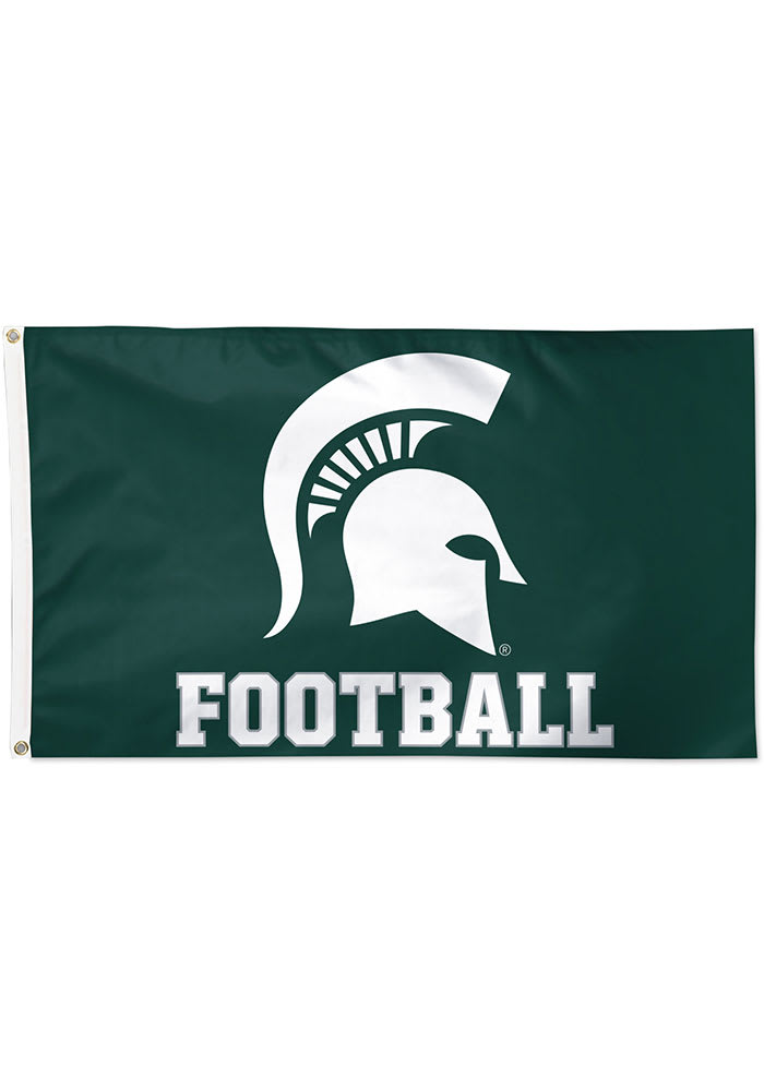 Michigan State Spartans GREEN Football 3x5 ft Silk Screen Grommet Flag ...