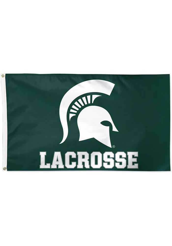 Michigan State Spartans GREEN Lacrosse 3x5 ft Silk Screen Grommet Flag ...
