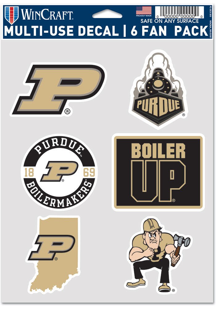 GOLD Purdue Boilermakers 6pk fan decals Decal
