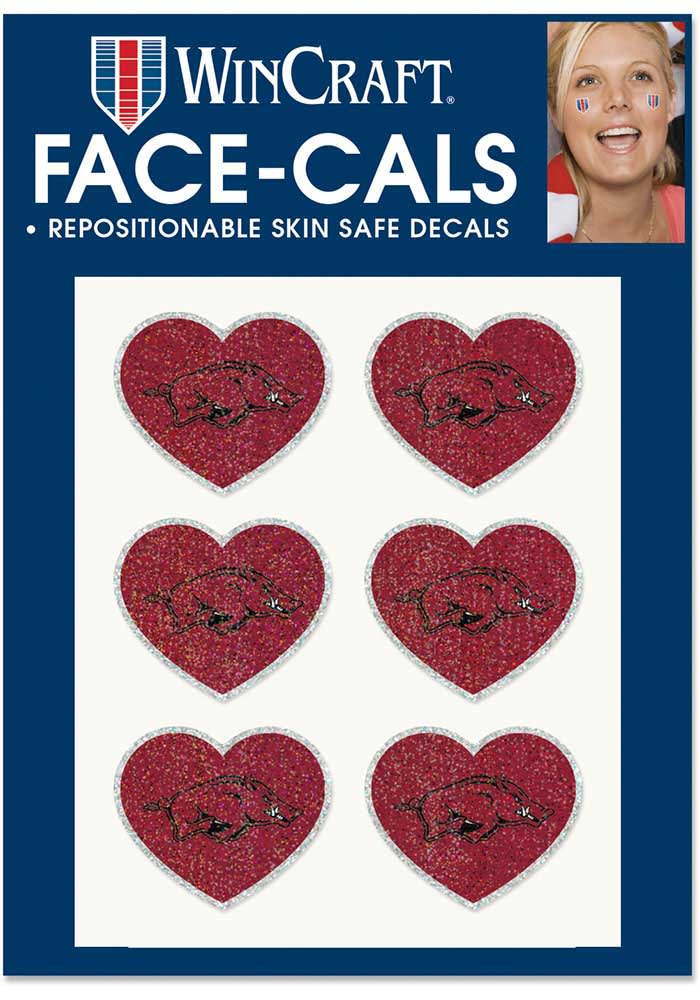 Arkansas Razorbacks Red 6pk Glitter Heart Tattoo - 57109554