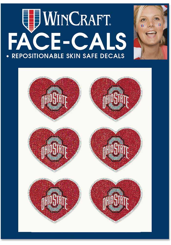 Ohio State Buckeyes Red 6pk Glitter Heart Tattoo - 57109556