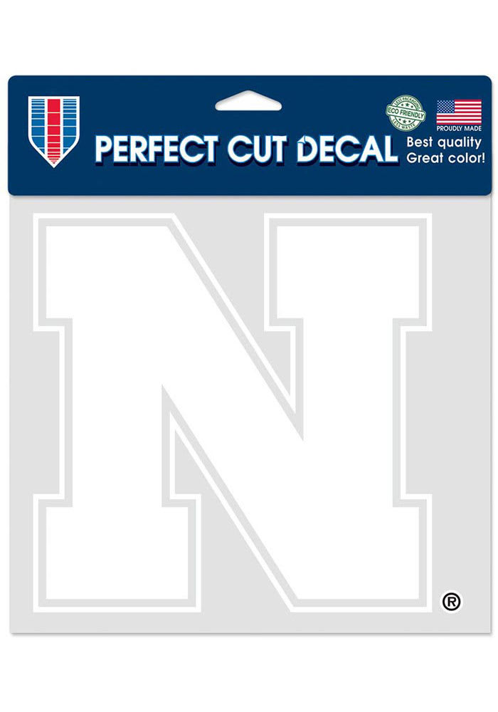 Nebraska Cornhuskers WHITE 8x8 White Auto Decal - 57110617