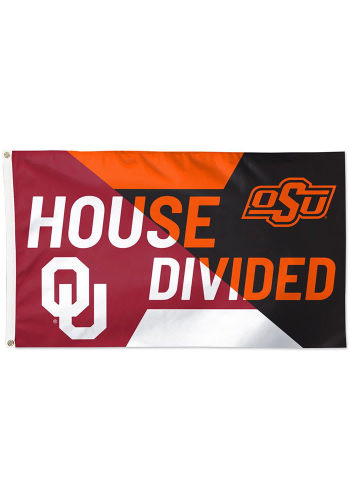 Oklahoma State Cowboys House Divided 3x5 Ft Red Silk Screen Grommet ...
