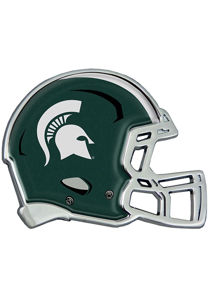 GREEN Michigan State Spartans Helmet Domed Car Emblem - 57110667