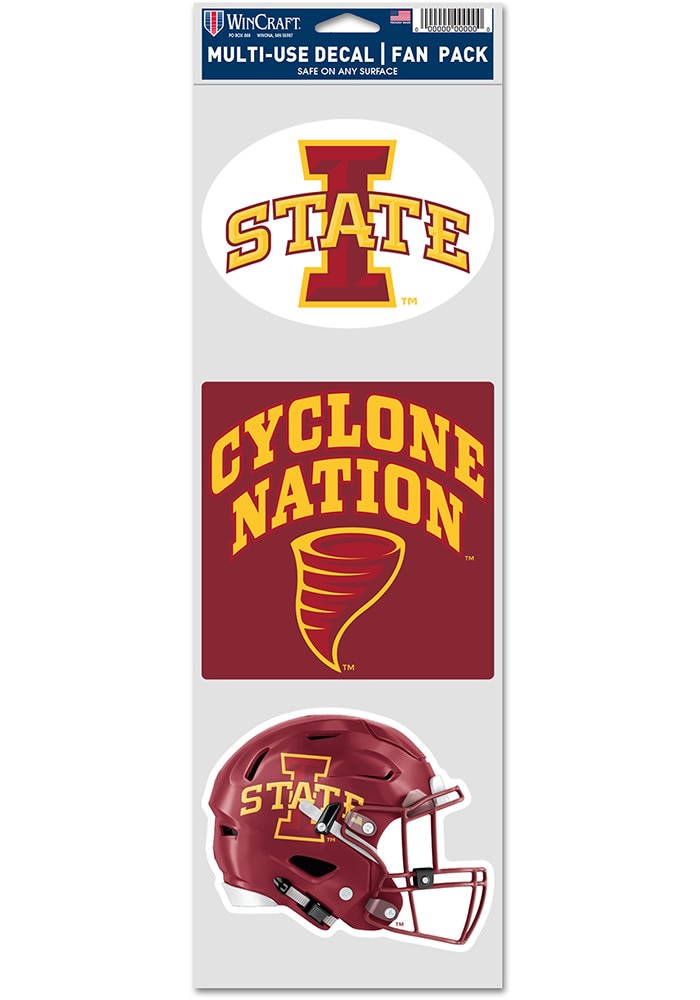 Iowa State Cyclones CARDINAL 3 pack Fan Auto Decal - 57111380