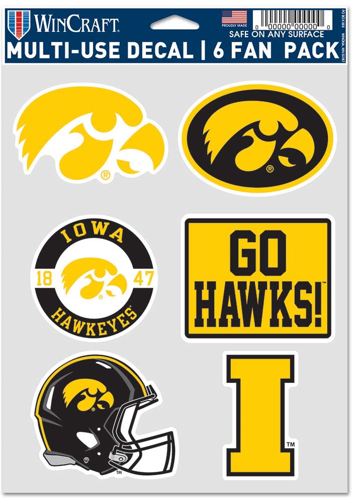 Iowa Hawkeyes GOLD 6pk Fan Auto Decal - 57111400